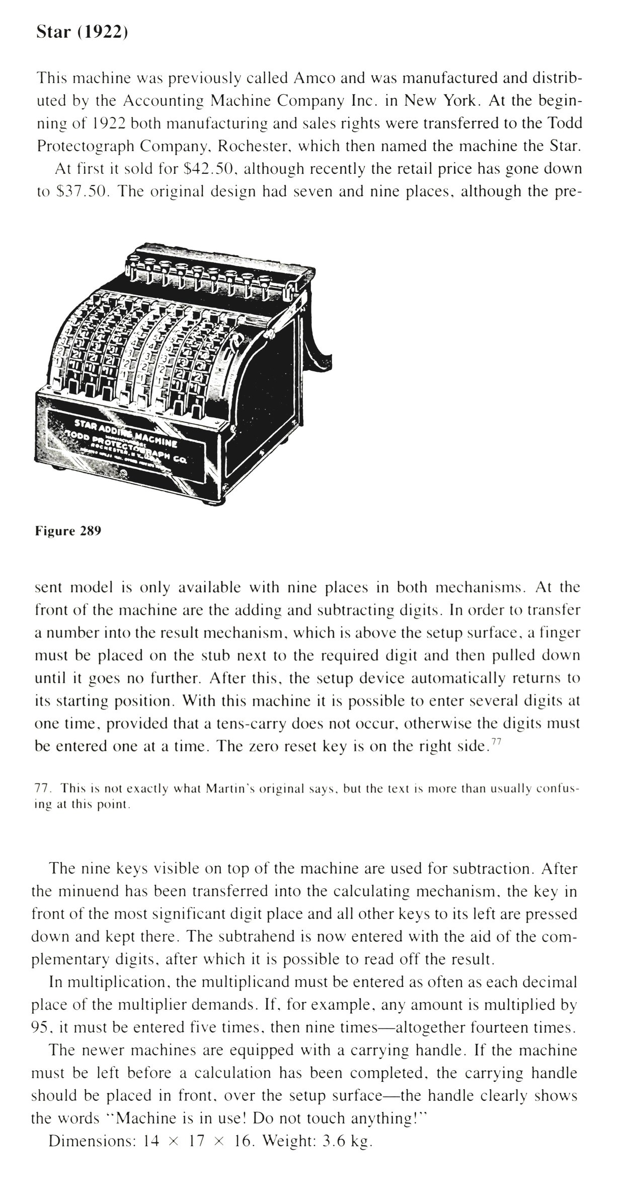 Star Adding Machine - Jaap's Mechanical Calculators Page